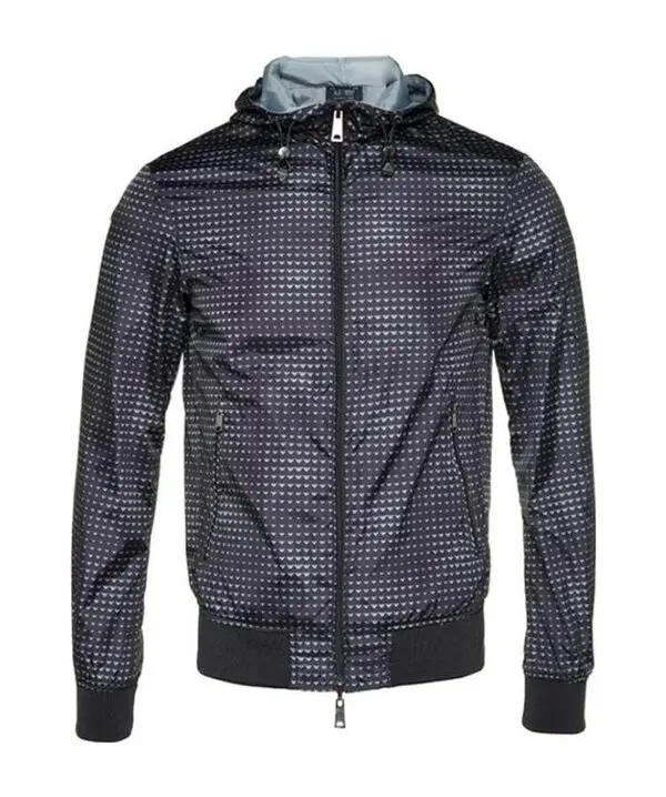 Emporio Armani Zip-up Hooded Jacket With All-over Pattern