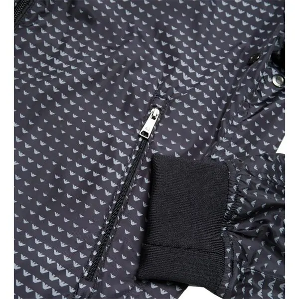 Emporio Armani Zip-up Hooded Jacket With All-over Pattern