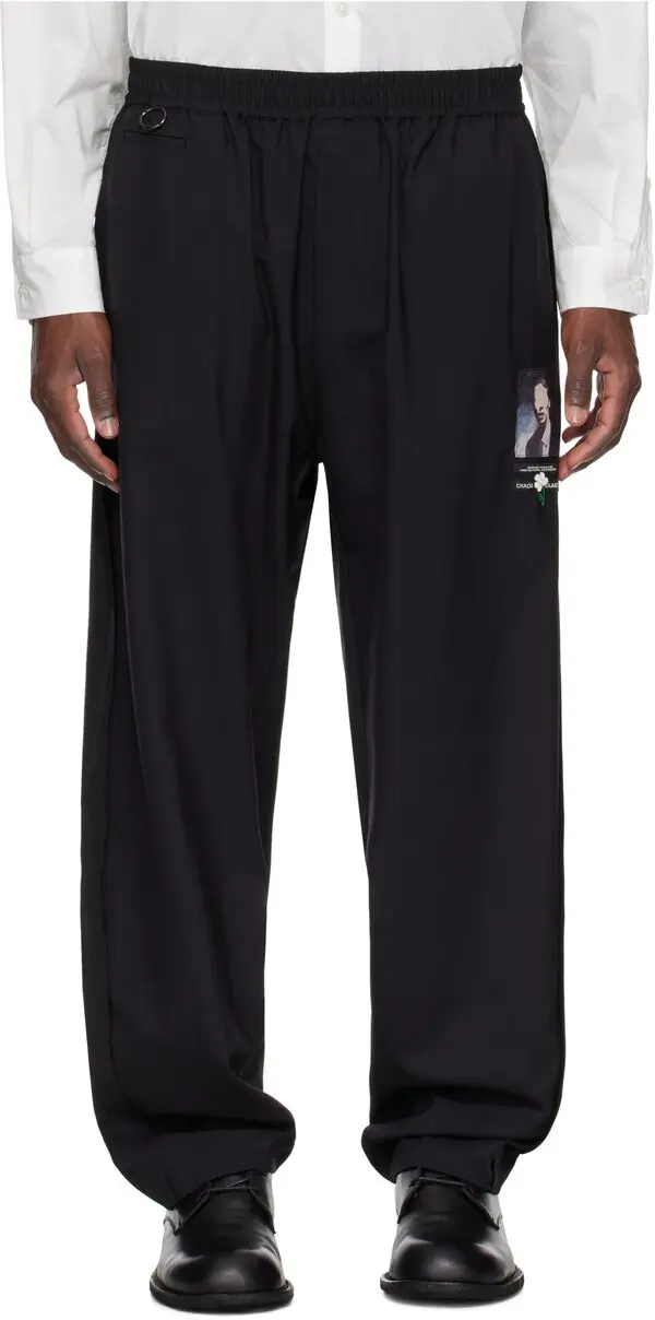 Undercover Wide-leg Elasticated Waist Trousers With Jacquard Patch