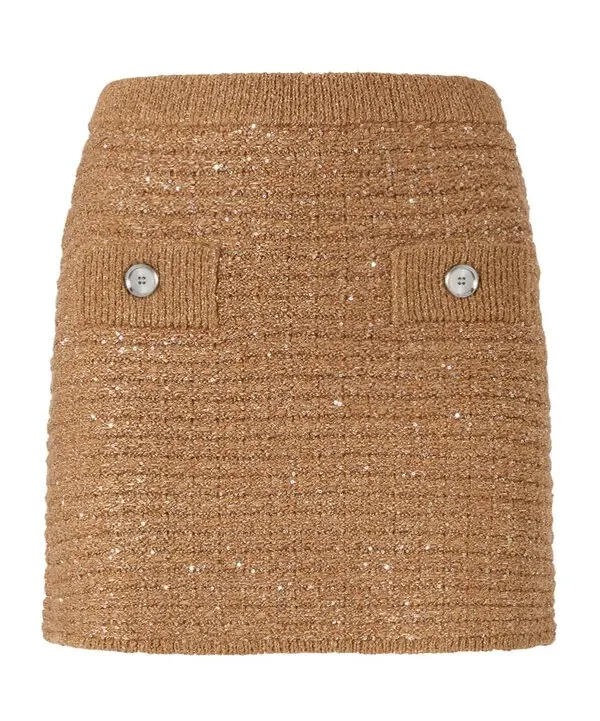 Pinko Miletto Knitted Mini Skirt - Brown
