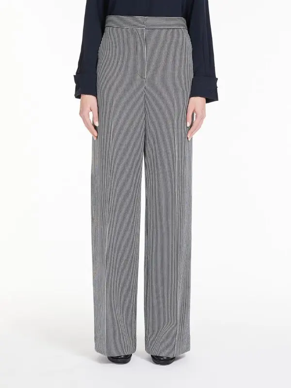 Max Mara Pinstriped Belted Stretch Jersey Trousers