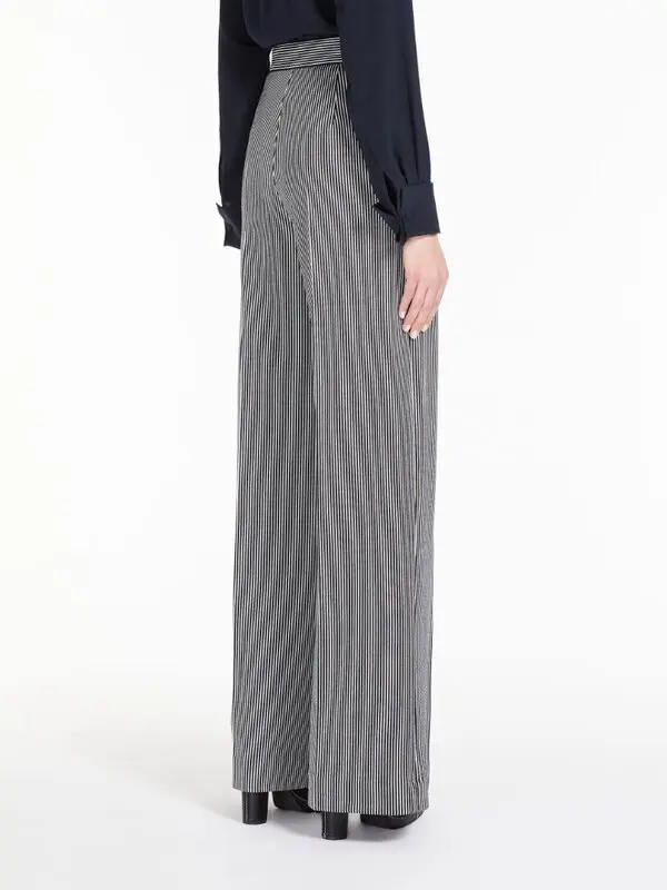 Max Mara Pinstriped Belted Stretch Jersey Trousers