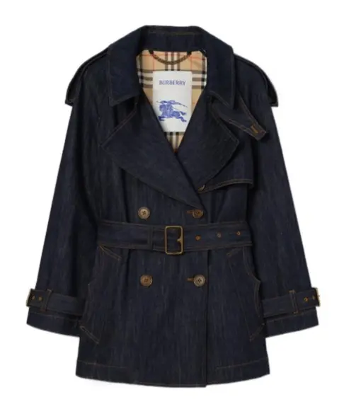 Burberry Short Denim Fitzrovia Trench Coat - Dark Indigo