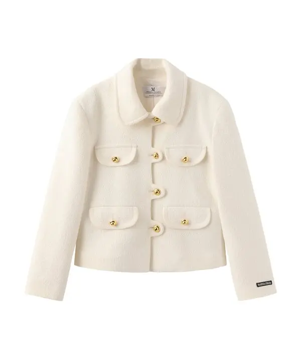 Marissa Chiara Long-sleeved Jacket With Lapel Collar And Button Closure