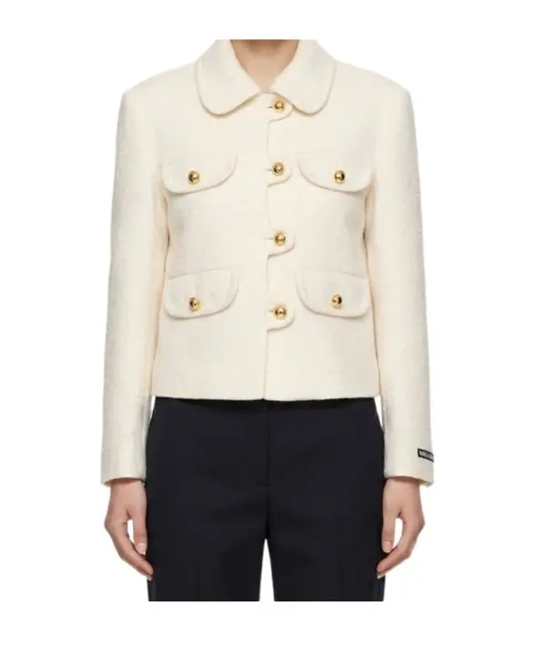 Marissa Chiara Long-sleeved Jacket With Lapel Collar And Button Closure