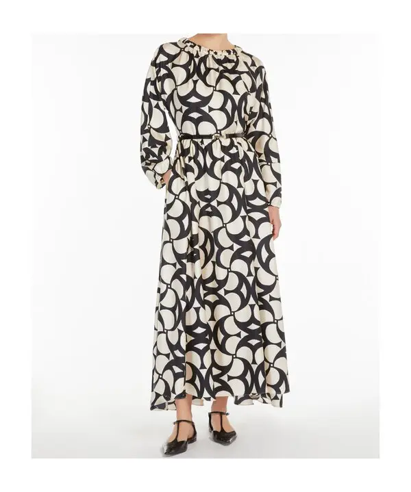 Max Mara Printed Silk Flared Maxi Dress