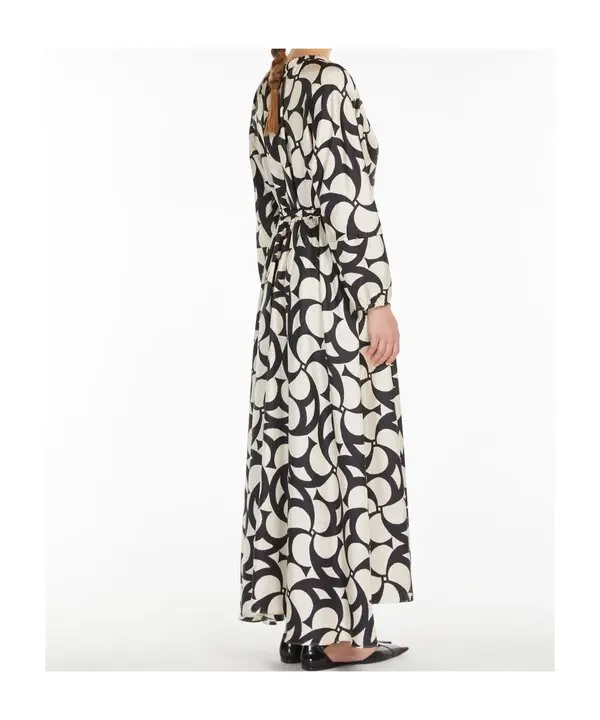 Max Mara Printed Silk Flared Maxi Dress