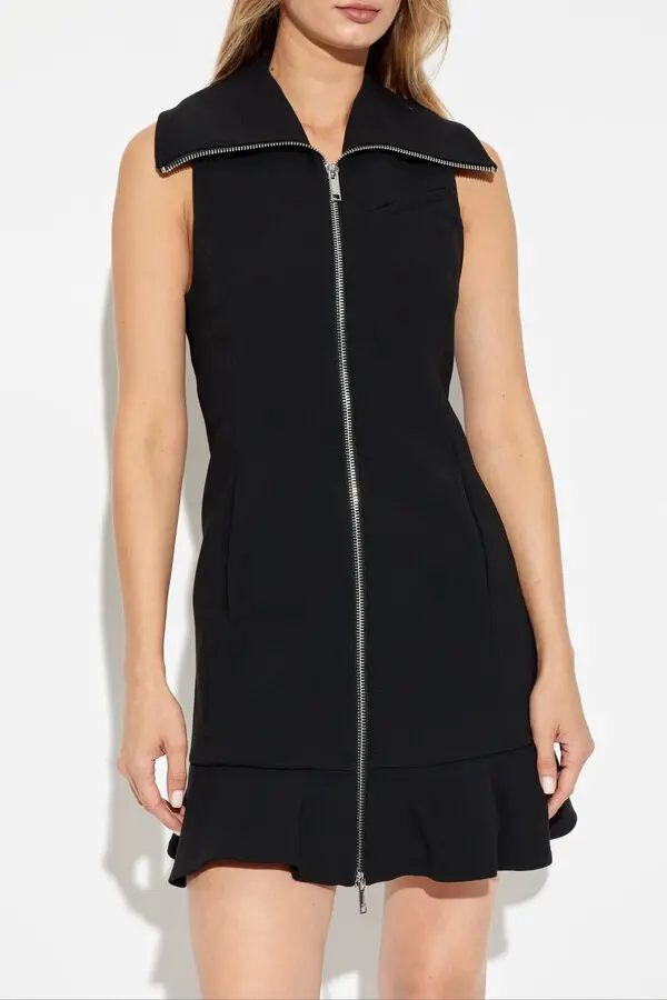 GANNI Zip-up Ruffled Hem Dress