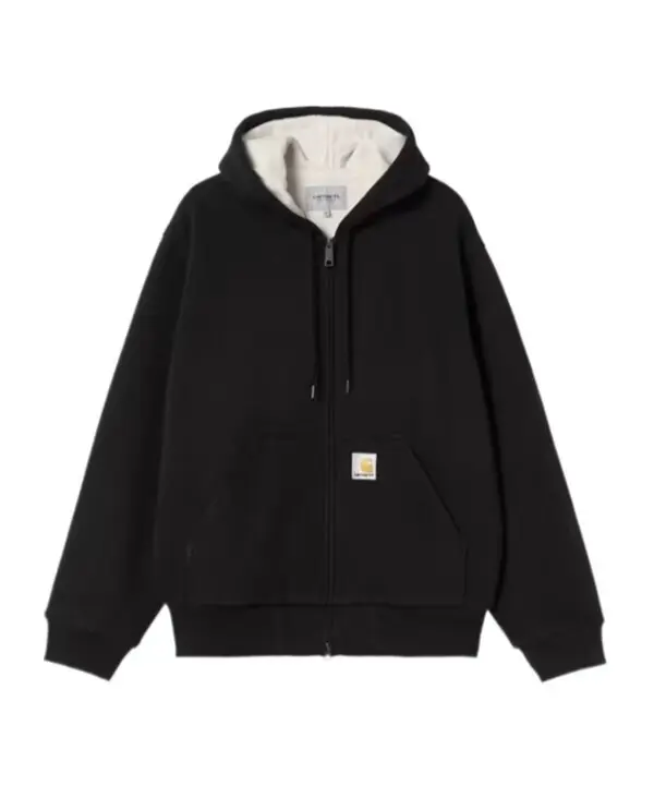 Carhartt Work In Progress Logo Patch Zipped Hoodie - Black