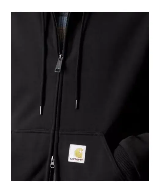 Carhartt Work In Progress Logo Patch Zipped Hoodie - Black