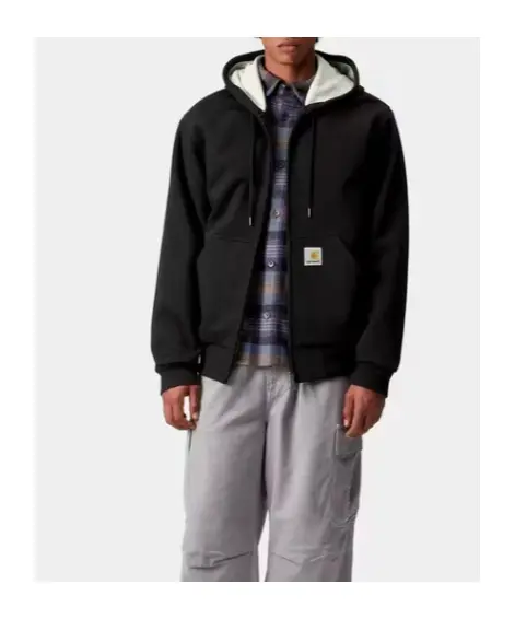 Carhartt Work In Progress Logo Patch Zipped Hoodie - Black