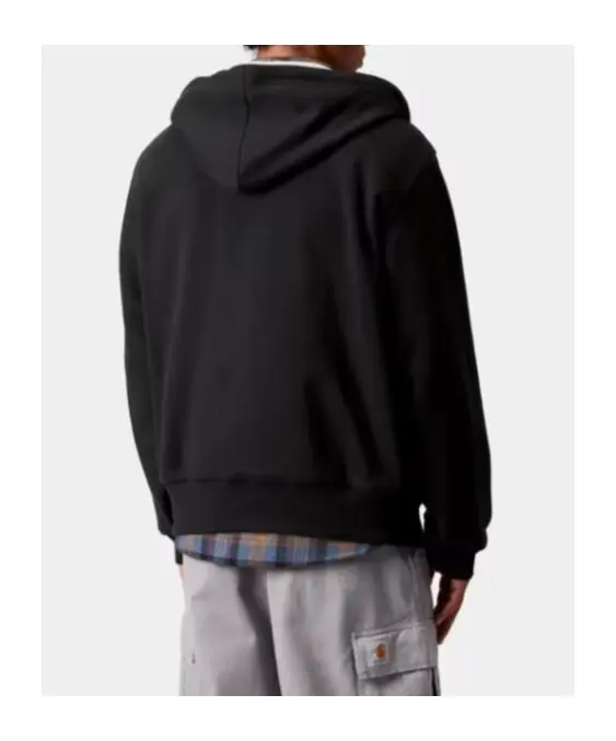 Carhartt Work In Progress Logo Patch Zipped Hoodie - Black