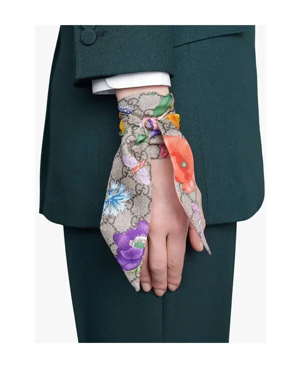 Gucci Gg Floral Printed Pointed Tip Scarf