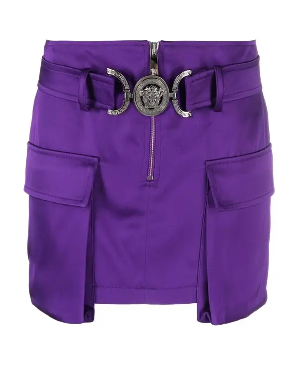 Versace Medusa Plaque Zipped Mini Skirt - Purple
