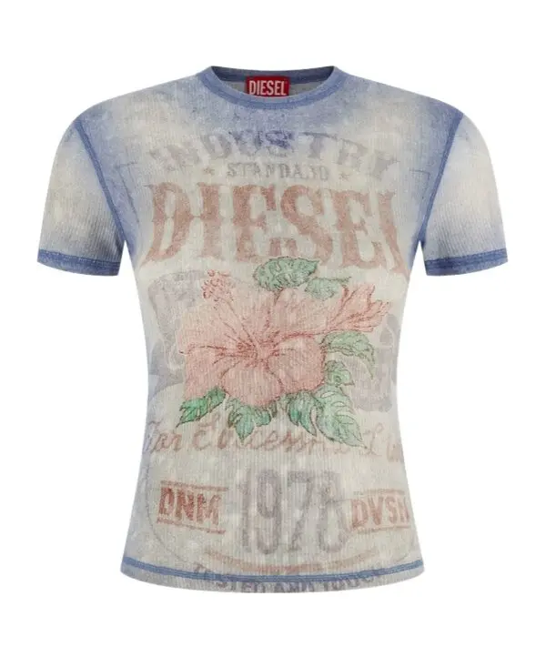 DIESEL® Sheer Printed T-shirt - Light Blue