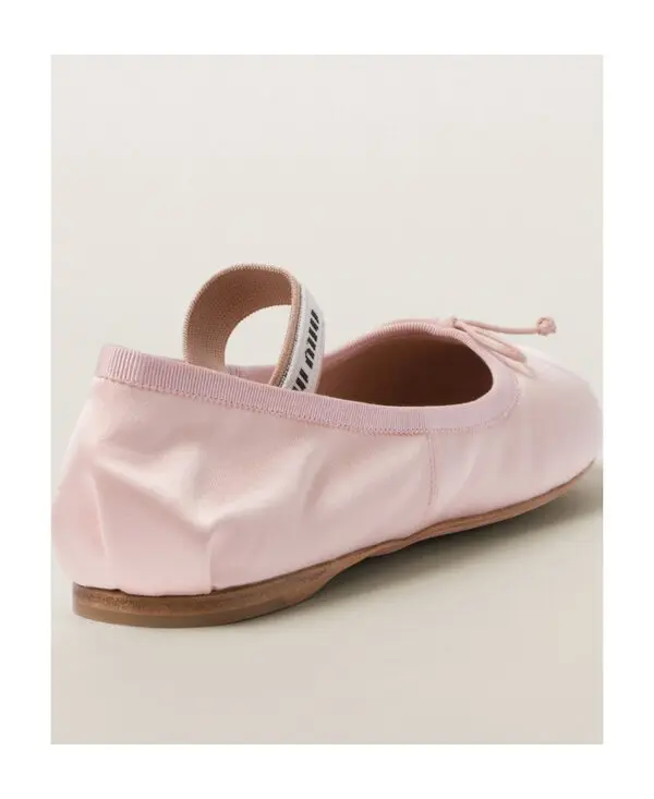 Miu Miu Bow-detailed Slip-on Satin Ballerina Flats - Nude