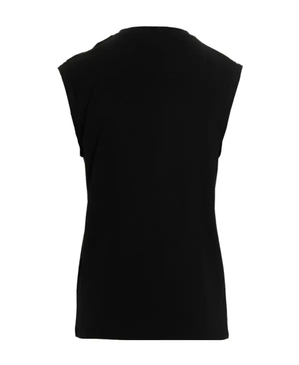 Balmain Sleeveless Logo T-shirt With Button Shoulder Detail - Black