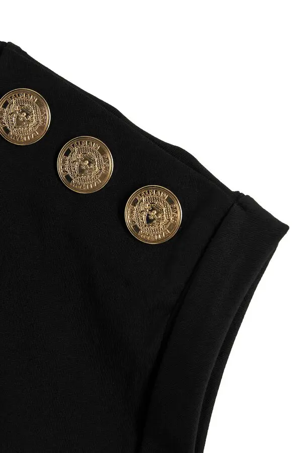 Balmain Sleeveless Logo T-shirt With Button Shoulder Detail - Black