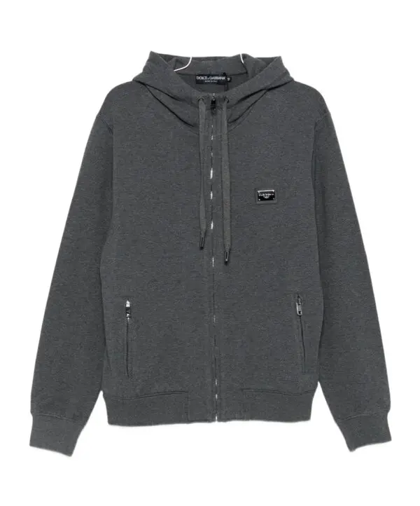 Dolce & Gabbana Logo-plaque Hoodie - Grey