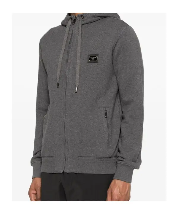 Dolce & Gabbana Logo-plaque Hoodie - Grey