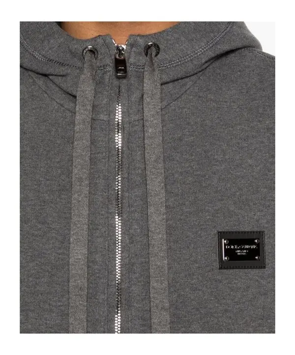 Dolce & Gabbana Logo-plaque Hoodie - Grey