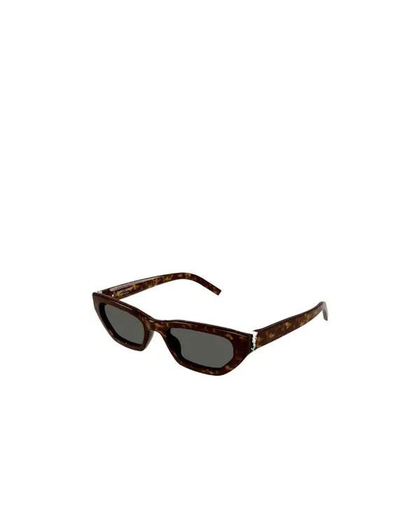Saint Laurent Rectangular Sunglasses With Logo Detail - Brown