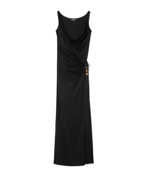 Versace Sleeveless Safety Pin Detailed Maxi Dress
