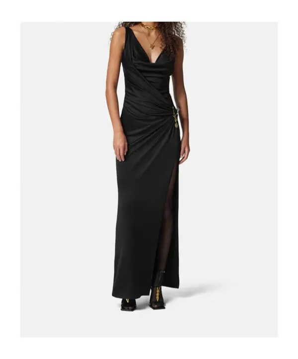 Versace Sleeveless Safety Pin Detailed Maxi Dress