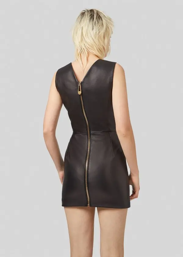 Versace Leather Fitted Mini Dress