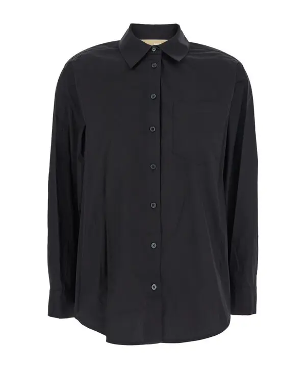 Michael Kors Stretch Poplin Shirt With Classic Collar - Black