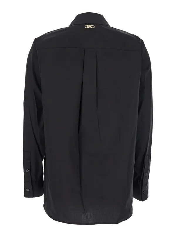 Michael Kors Stretch Poplin Shirt With Classic Collar - Black