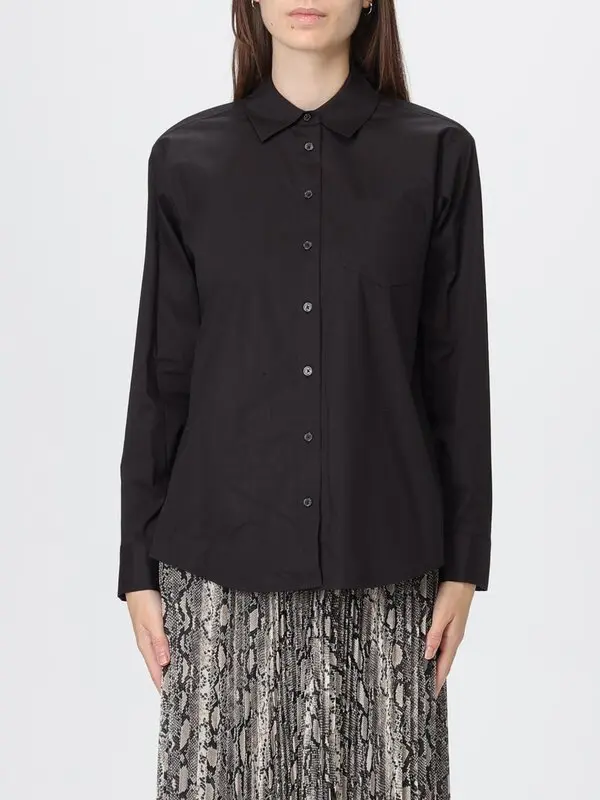 Michael Kors Stretch Poplin Shirt With Classic Collar - Black