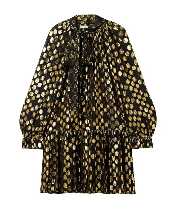 Ulla Johnson Loretta Metallic Fil Coupé Silk-blend Crepe De Chine Mini Dress
