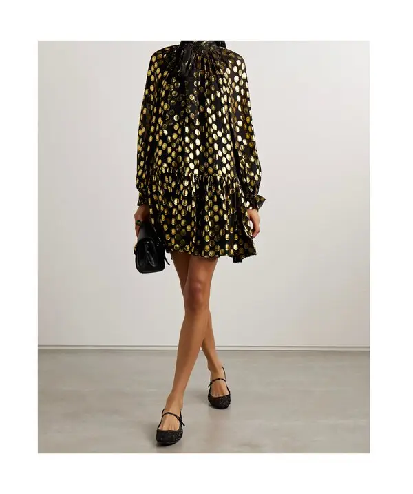 Ulla Johnson Loretta Metallic Fil Coupé Silk-blend Crepe De Chine Mini Dress