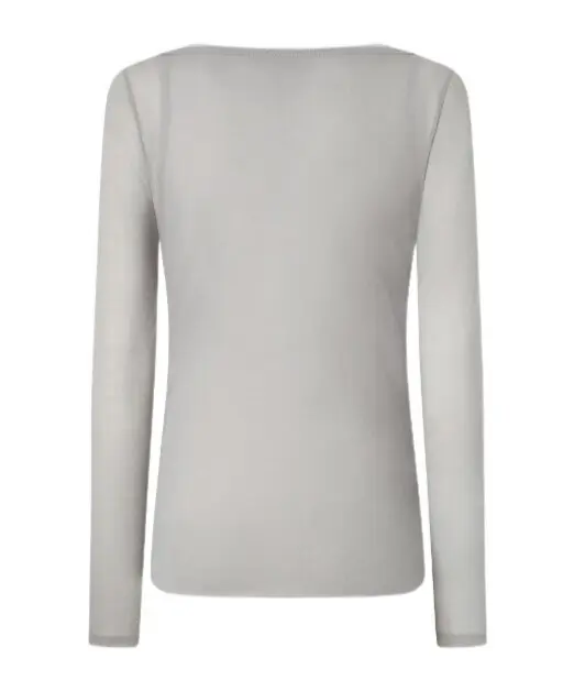 Pinko Boat-neck Long-sleeved Sheer T-shirt - Gray