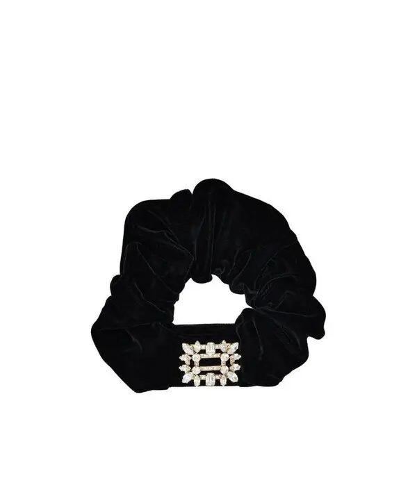 ROGER VIVIER Embellished Velvet Scrunchie - Black