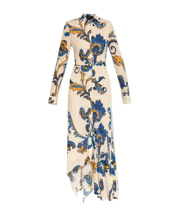 Etro Floral Printed Midi Shirt Dress - Nude