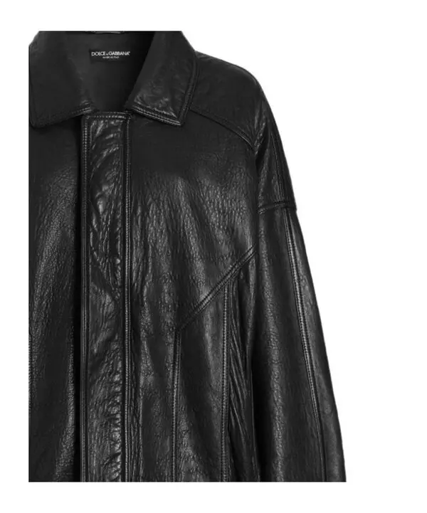 Dolce & Gabbana Single-breasted Oversized Leather Jacket