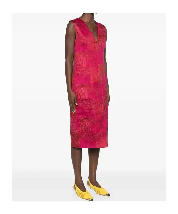 Dries Van Noten Sleeveless V-neck Dress With Front Slit