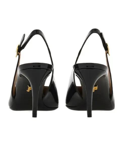 FERRAGAMO Patent Calfskin Slingback - Black