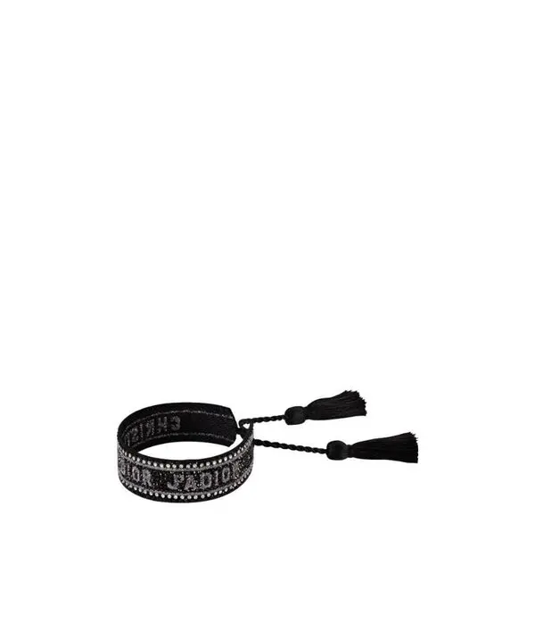 Dior J'adior Embroidered Tasseled Bracelet - Black