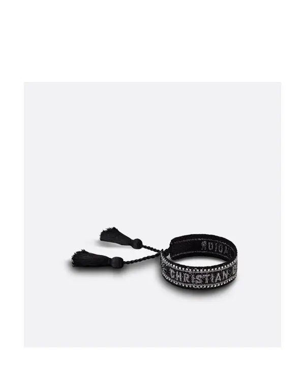 Dior J'adior Embroidered Tasseled Bracelet - Black