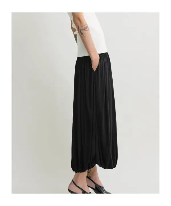 TOTEME Soft Gathered Midi Skirt - Black
