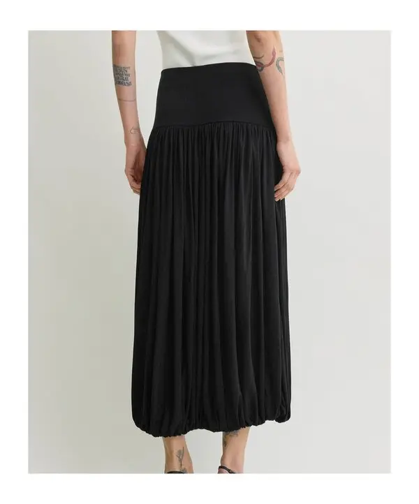 TOTEME Soft Gathered Midi Skirt - Black