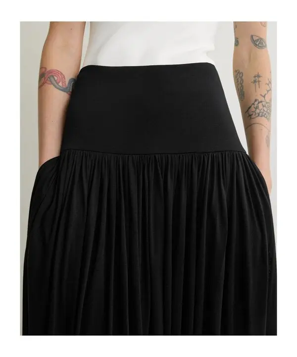 TOTEME Soft Gathered Midi Skirt - Black