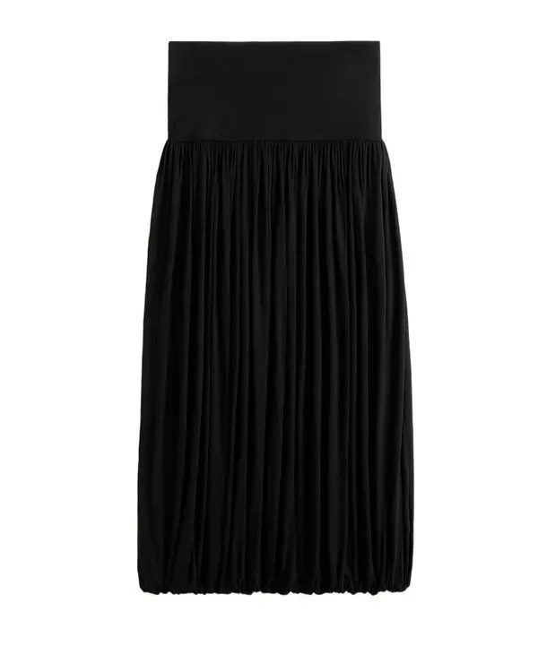 TOTEME Soft Gathered Midi Skirt - Black