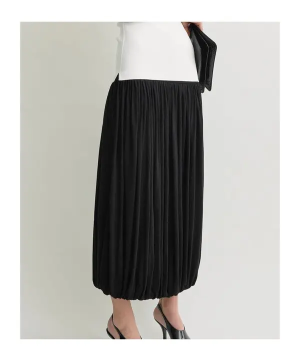TOTEME Soft Gathered Midi Skirt - Black