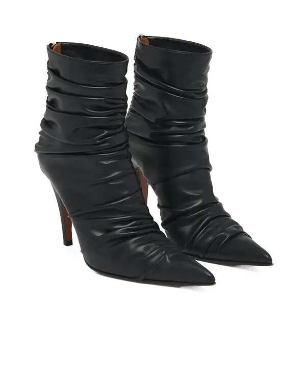 Alexander McQueen Birdee Ruched Pointed-toe Boots