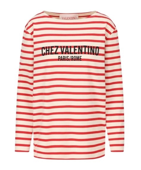 Valentino Garavani Striped Long Sleeve Top - Red