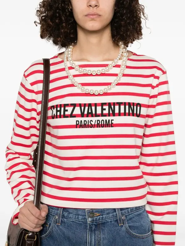 Valentino Garavani Striped Long Sleeve Top